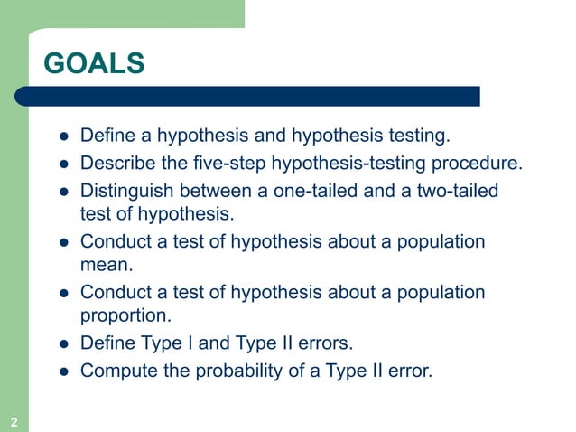 Chapter 10 One sample test of hypothesis.ppt | Physics | Science