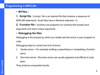 Chapter 10 Programming in Matlab | PPT