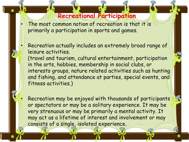 Principles of Tourism Chapter 10 (recreation and leisure) | PPTX