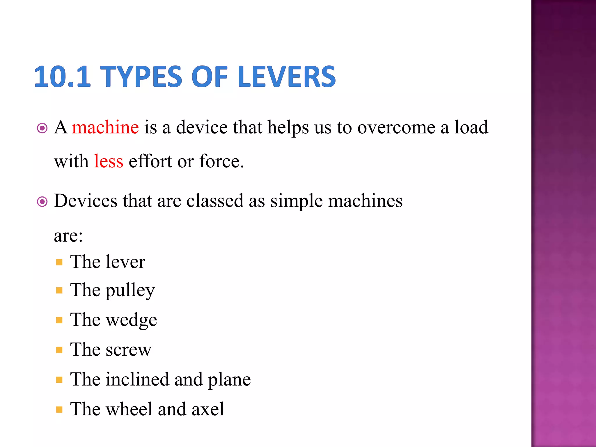 Chapter 10 simple machine | PPTX