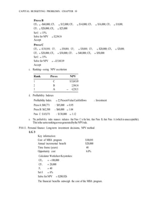 Managerial Finance Chapter 10 solutions by Gitman 14 Edition | DOCX