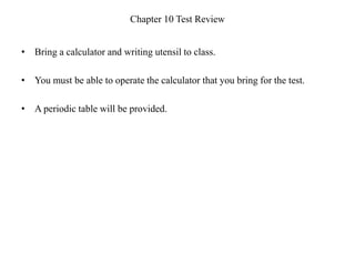 Chapter 10 Test Review | PPT
