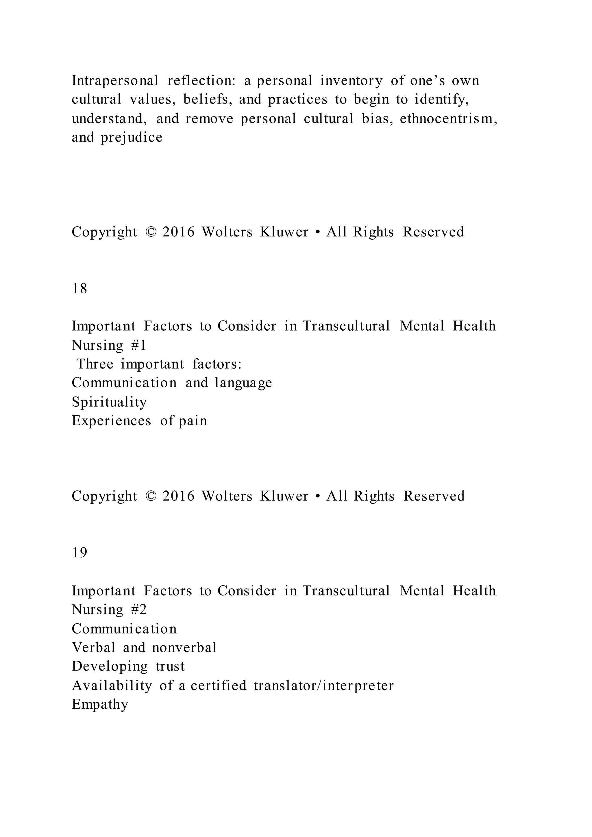 Chapter 10 Transcultural Perspectivesin Mental Health Nur | DOCX