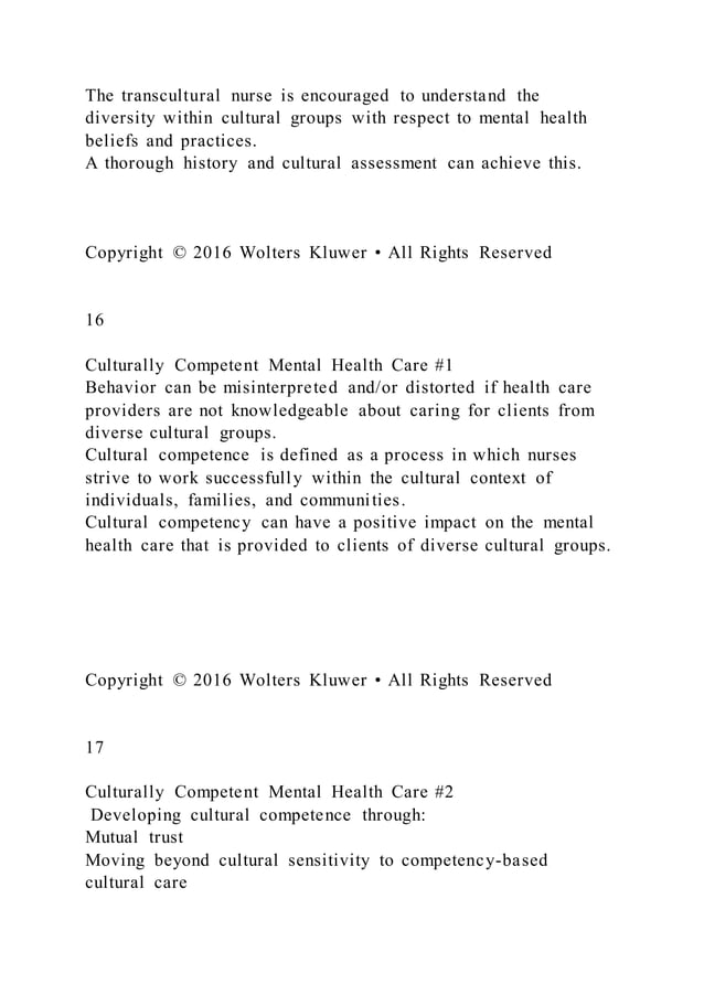 Chapter 10 Transcultural Perspectivesin Mental Health Nur | DOCX