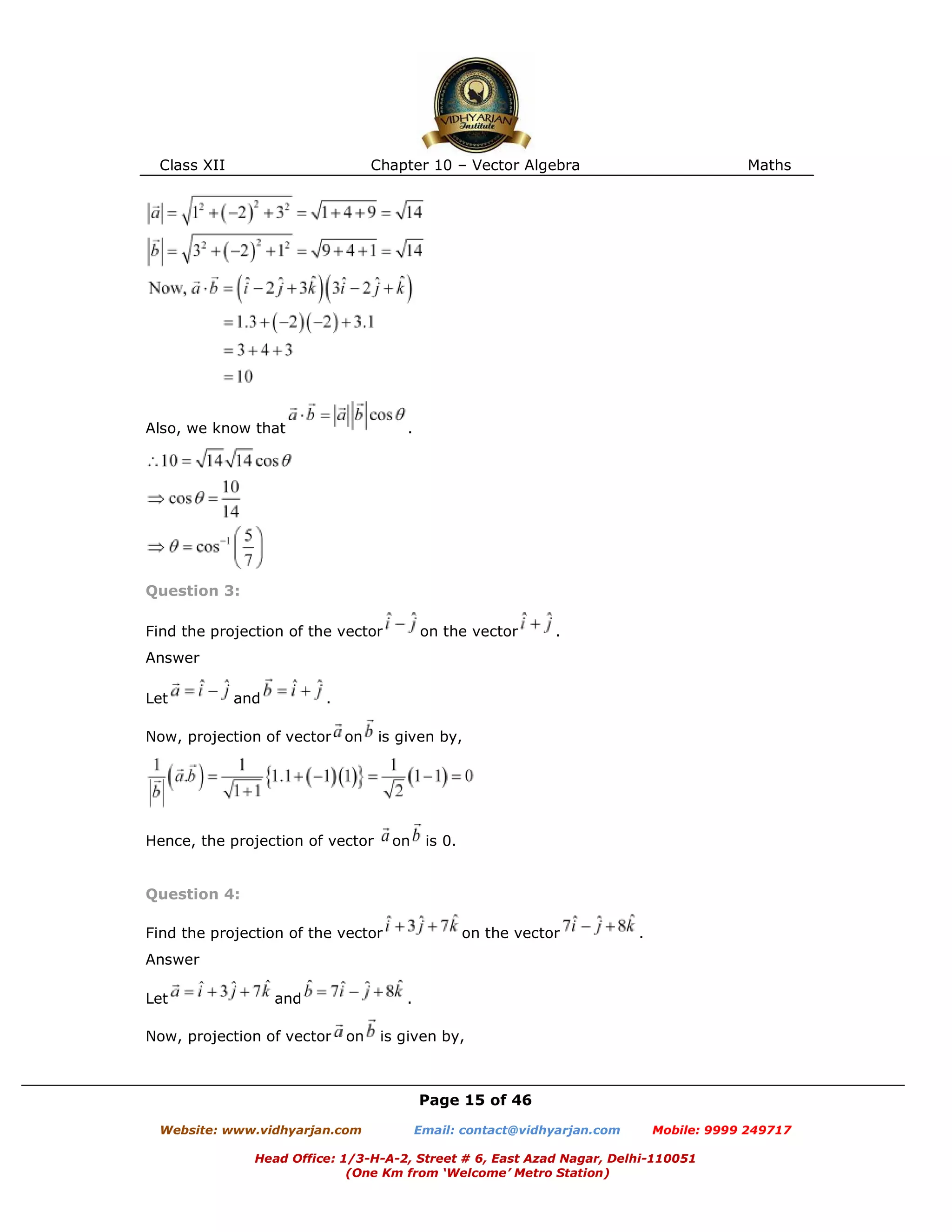 Chapter 10 vector_algebra | PDF