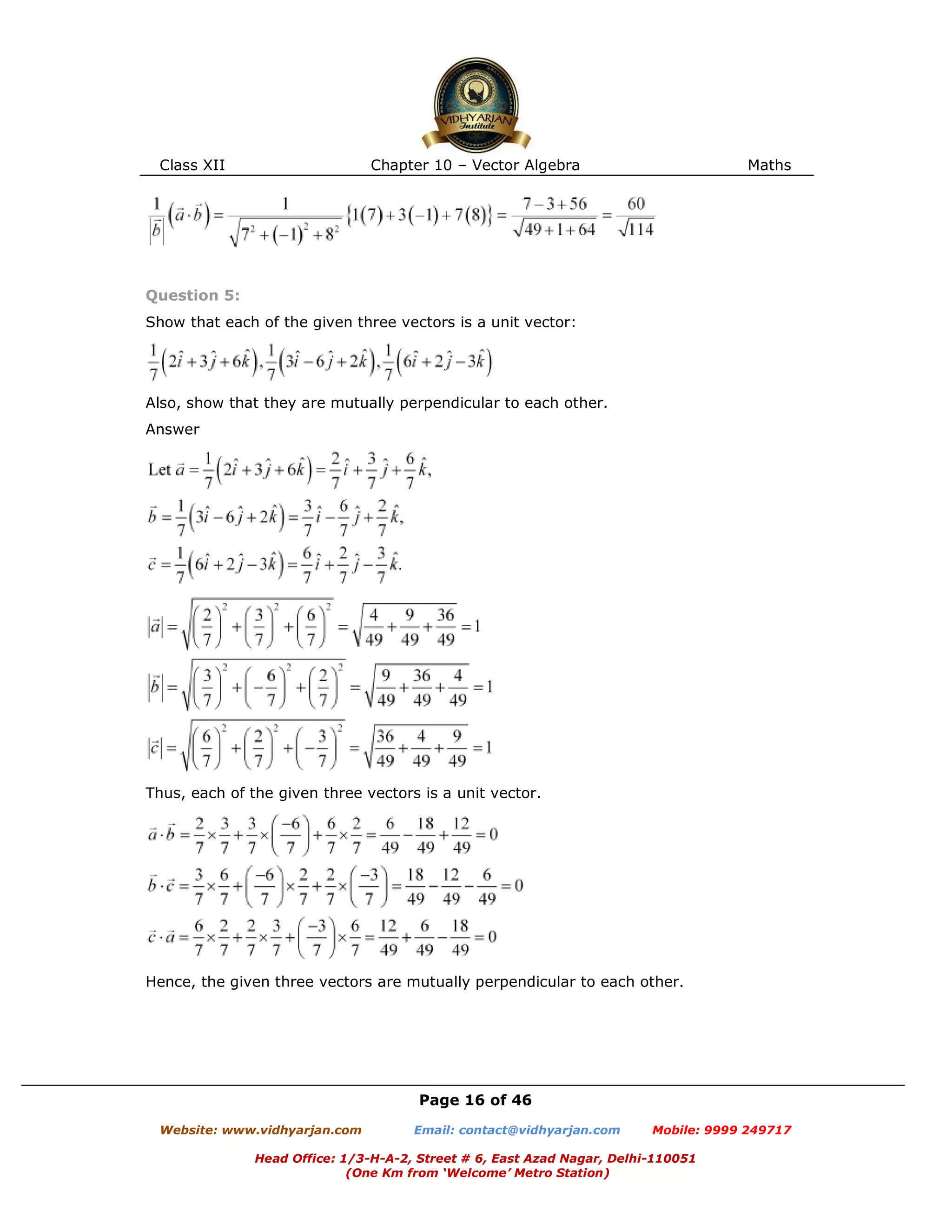Chapter 10 vector_algebra | PDF