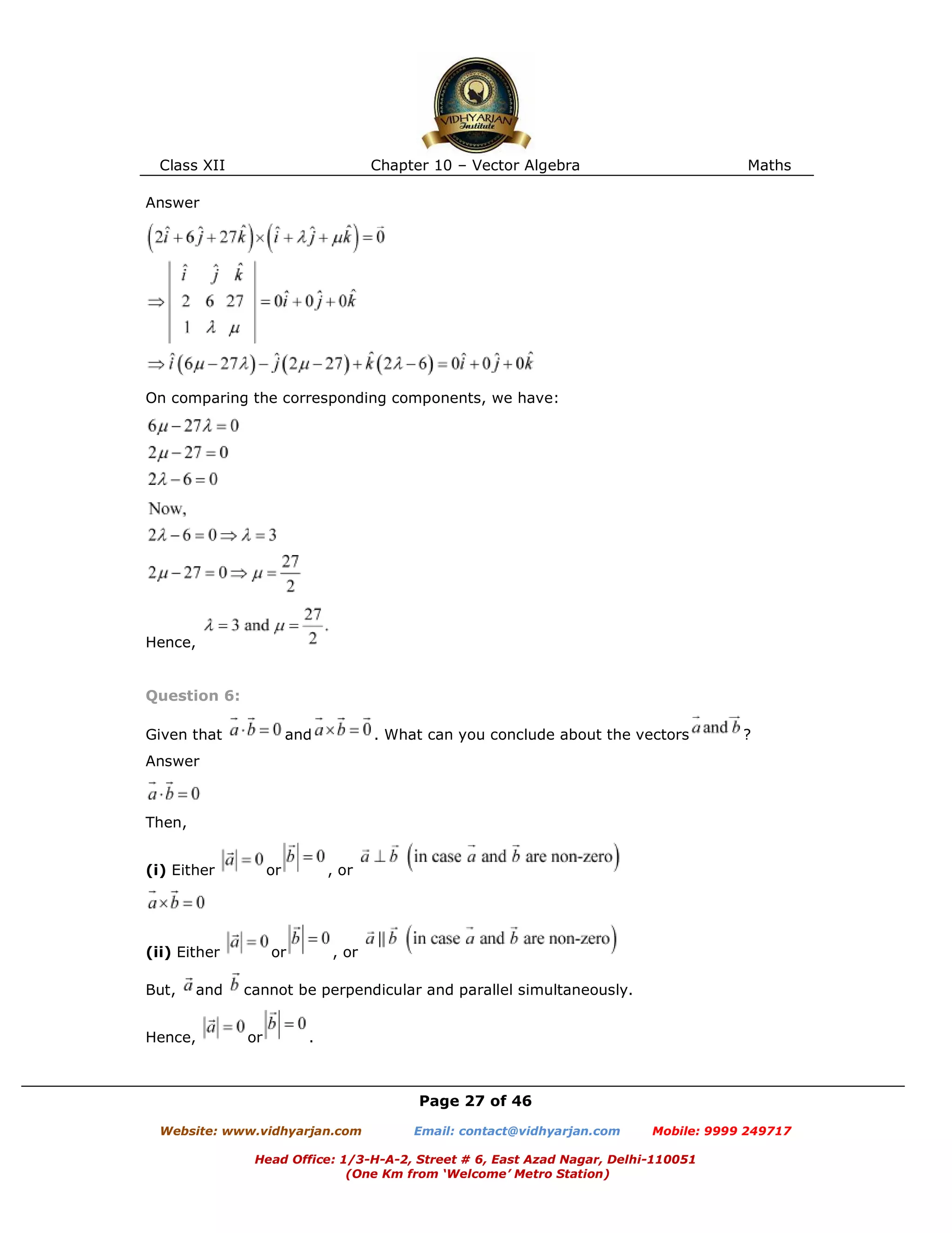 Chapter 10 vector_algebra | PDF
