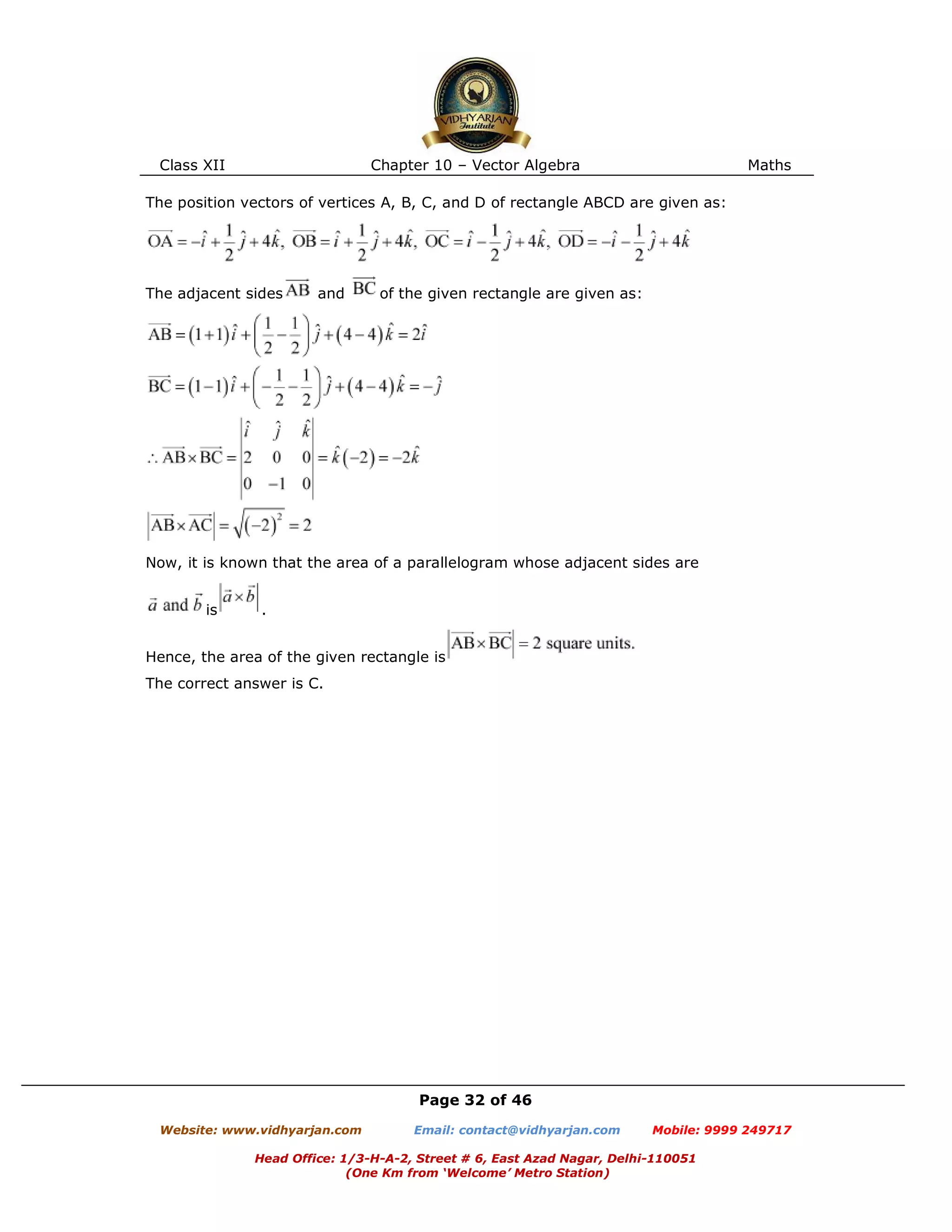 Chapter 10 vector_algebra | PDF