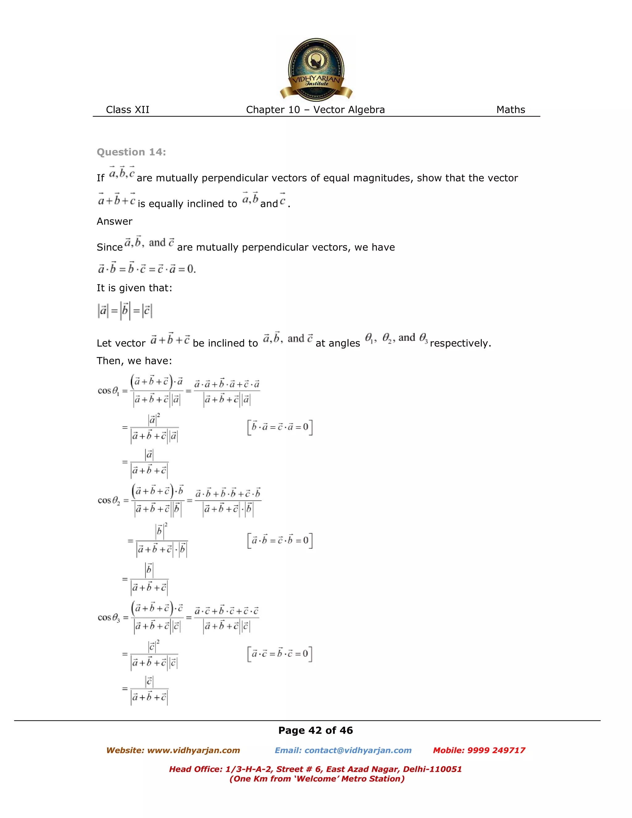 Chapter 10 vector_algebra | PDF