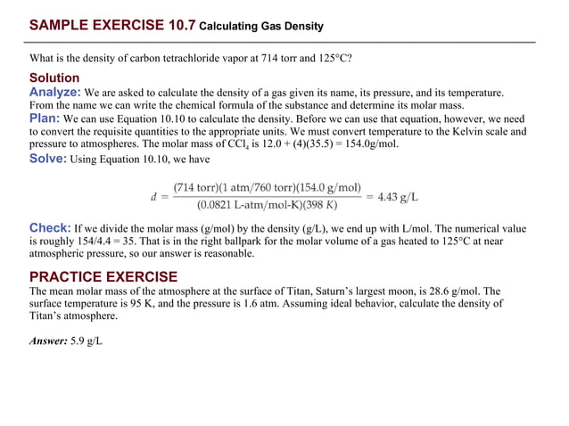 Gases Worked Examples | PPT | Chemistry | Science