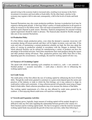 working capital management of iob | PDF