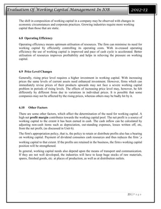 working capital management of iob | PDF