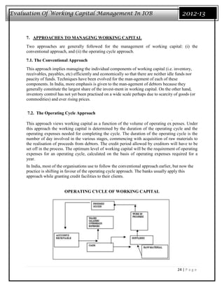 working capital management of iob | PDF