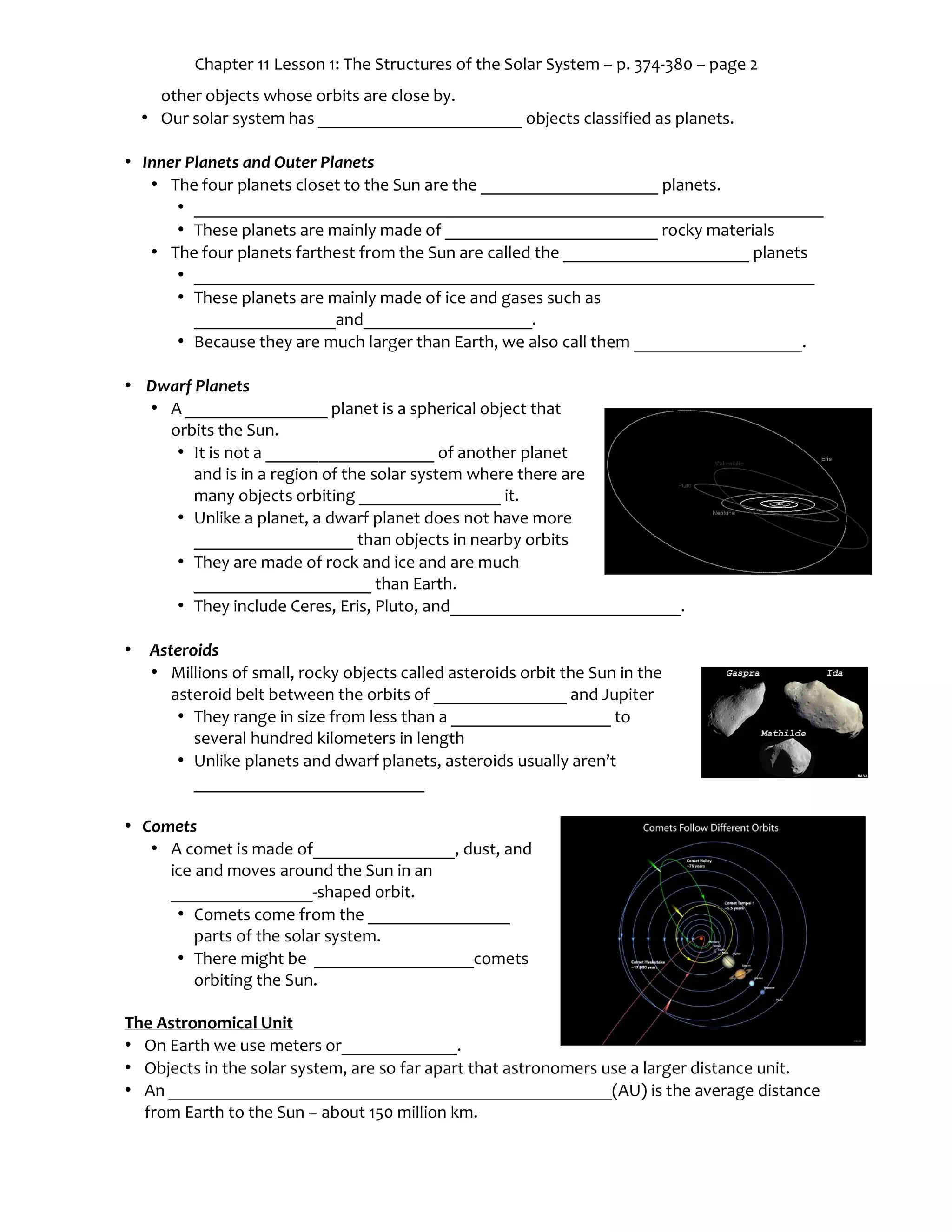 Chapter 11.1: The Structures of the Solar System | PDF