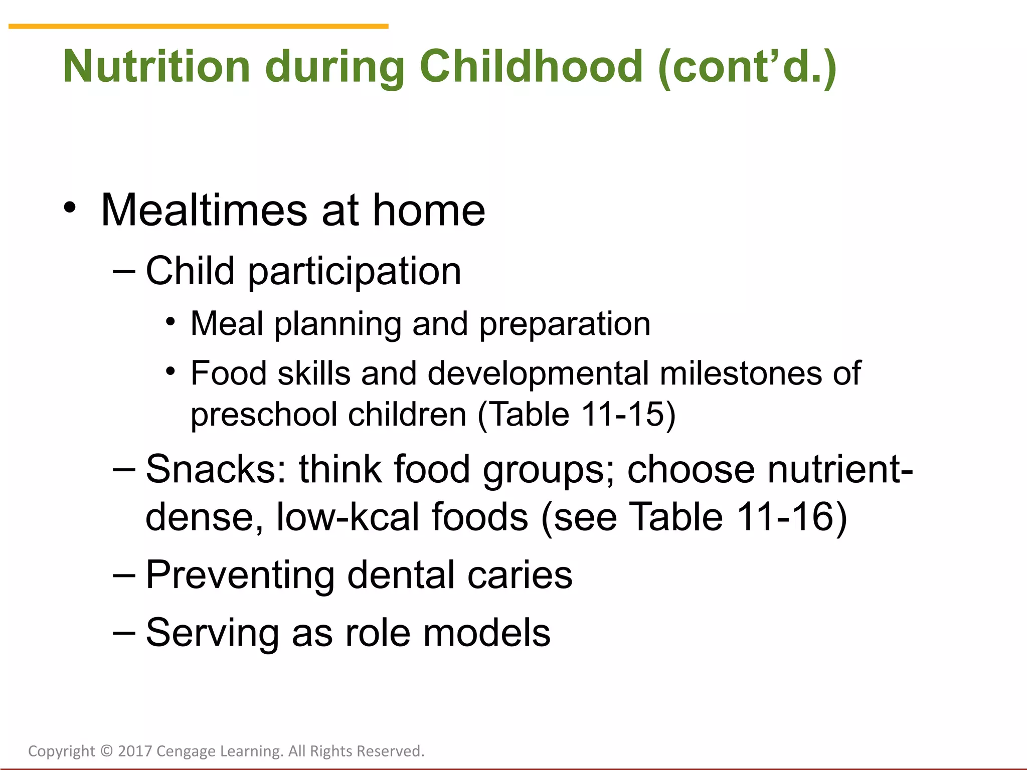Chapter 11: Nutrition through the Life Span: Infancy, Childhood, and ...