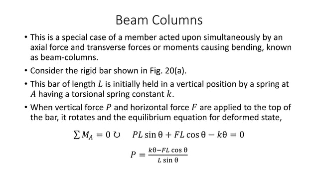 Chapter 11: Stability of Equilibrium: Columns | PPTX