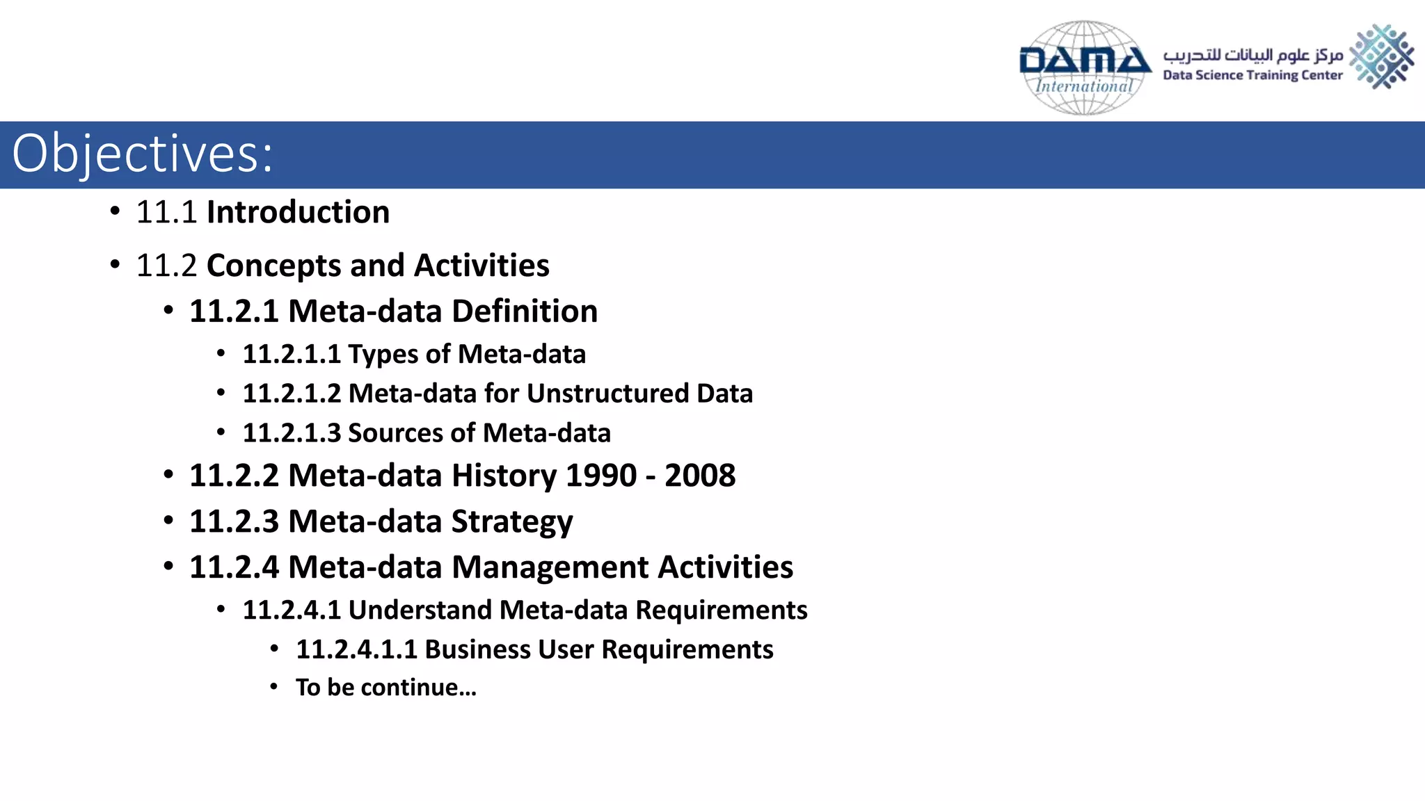 Chapter 11: Meta-data Management | PPTX | Databases | Computer Software and Applications