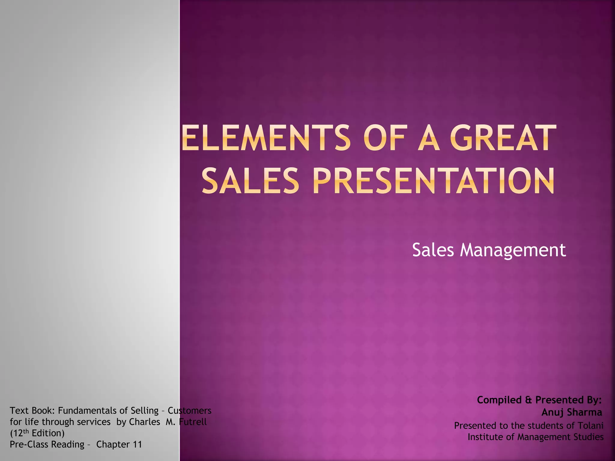 Elements of a Great Sales Presentation | PPTX