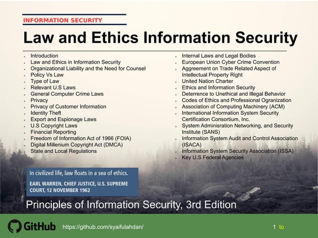 Chapter 11 laws and ethic information security | PDF | Information and ...