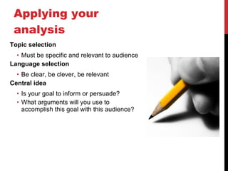 Chapter 11: Public speaking-Planning the message | PPT