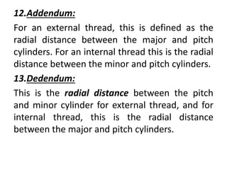 Chapter 11 - SCREW THREADS sllides.pdf . | PDF