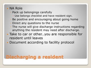 Chapter 11 Admitting, Transferring, & Discharge | PPTX