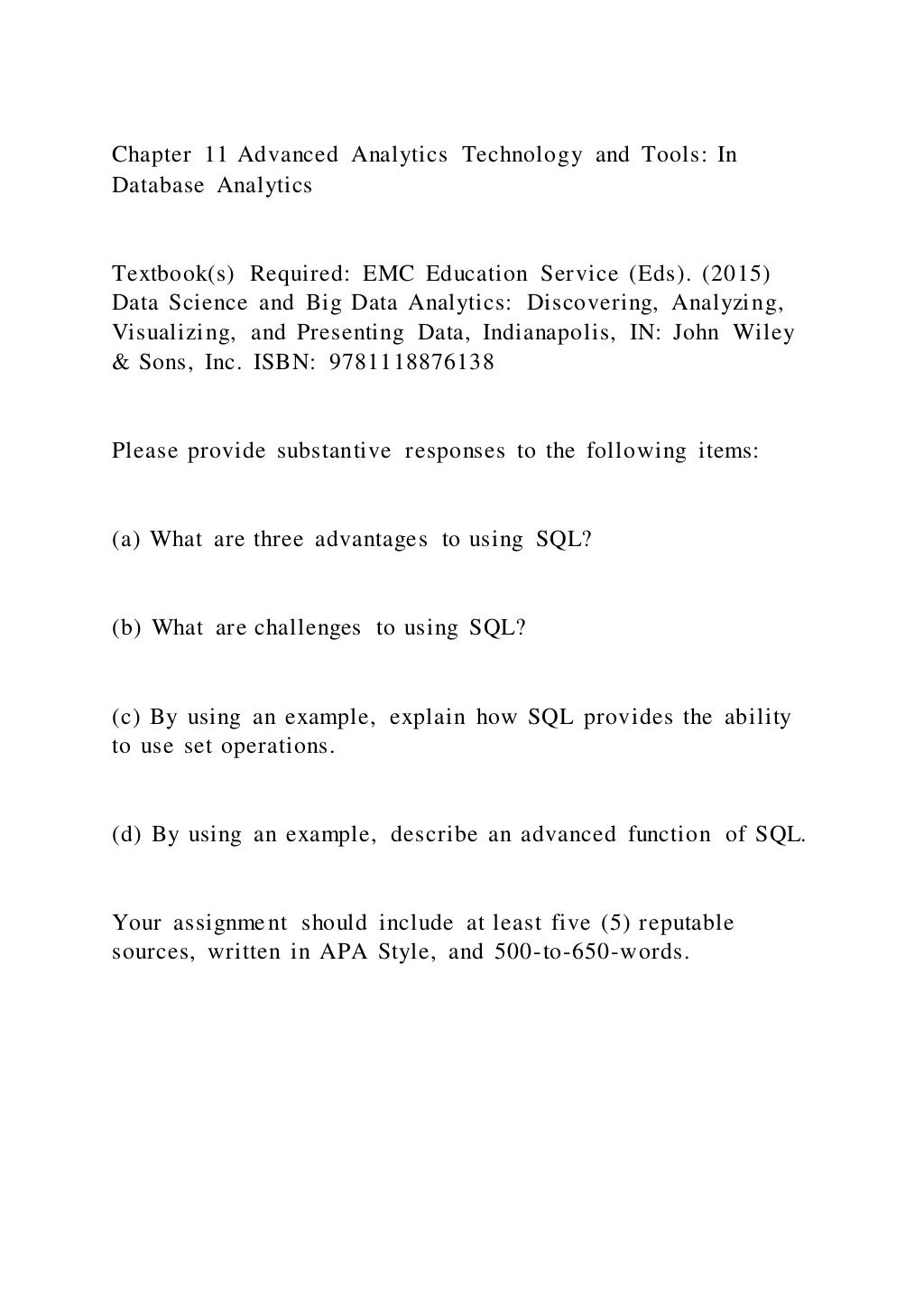 Chapter 11 Advanced Analytics Technology and Tools In Database Anal | PDF