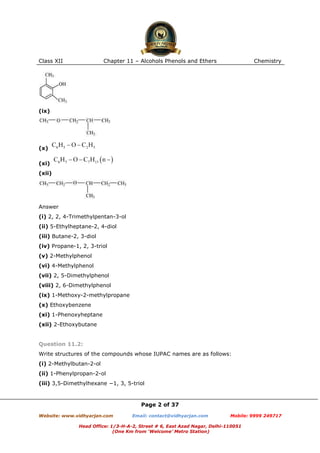 Chapter 11 alcohols phenols and ethers | PDF