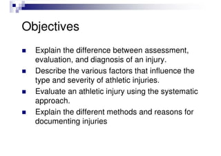 Chapter 11 Assessment And Evaluation Of Sports Injuries | PPT
