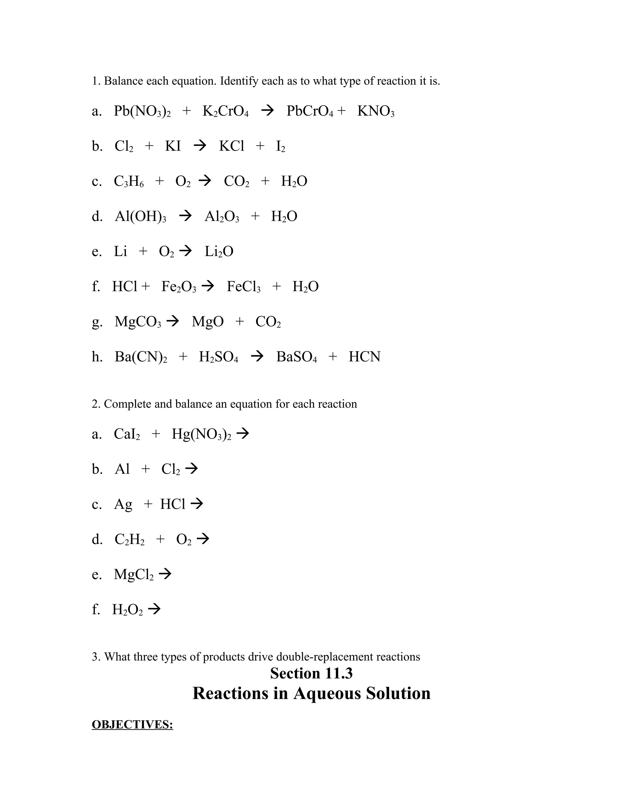 Chemistry - Chp 11 - Chemical Reactions - Notes | DOC