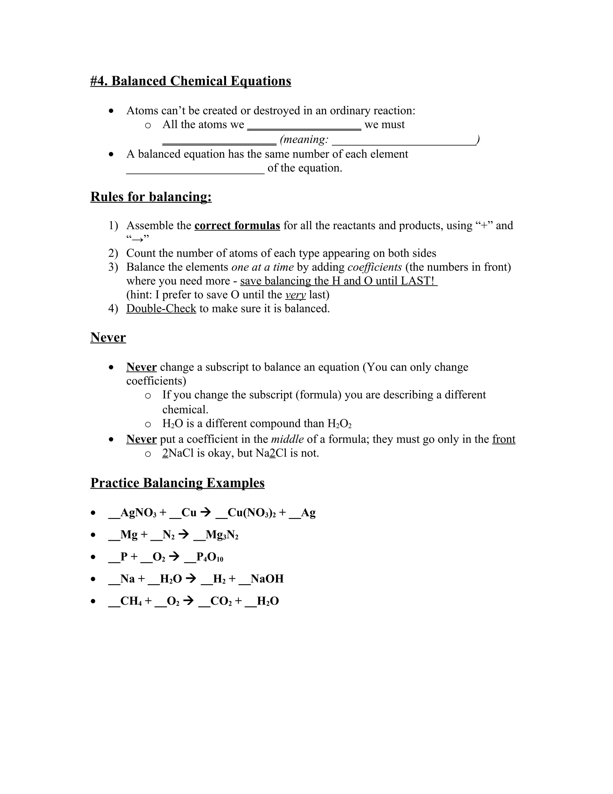 Chemistry - Chp 11 - Chemical Reactions - Notes | DOC