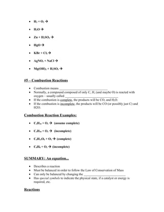 Chemistry - Chp 11 - Chemical Reactions - Notes | DOC
