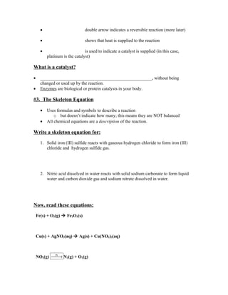 Chemistry - Chp 11 - Chemical Reactions - Notes | DOC