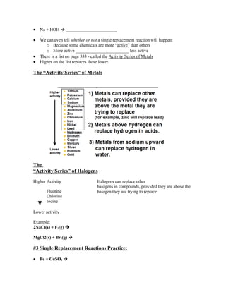 Chemistry - Chp 11 - Chemical Reactions - Notes | DOC