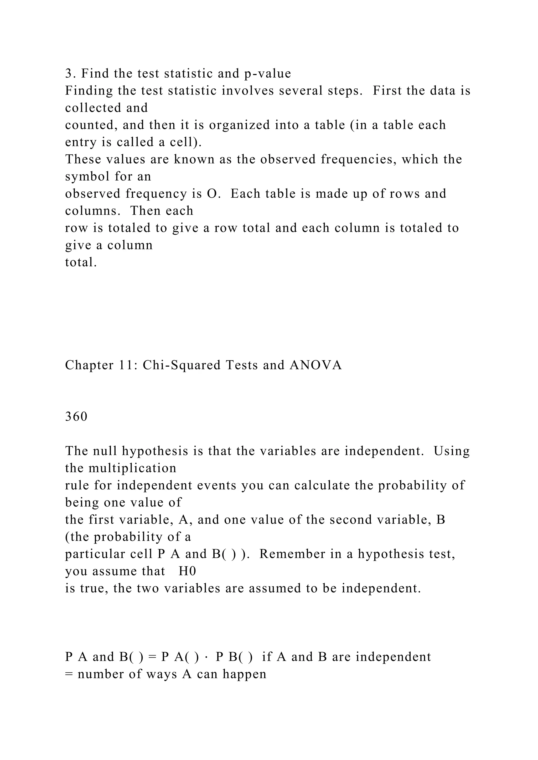 Chapter 11 Chi Square Tests And Anova 359 Chapter Docx