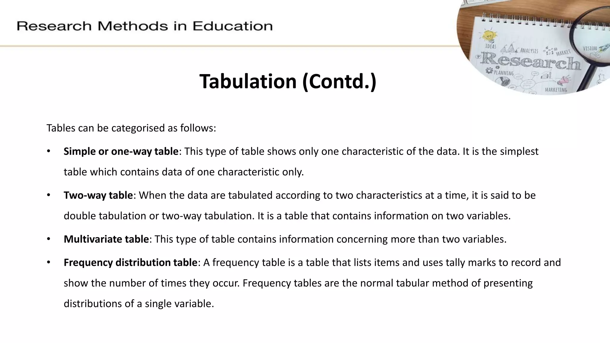 Chapter 11 Data Analysis Classification and Tabulation | PPTX | Science