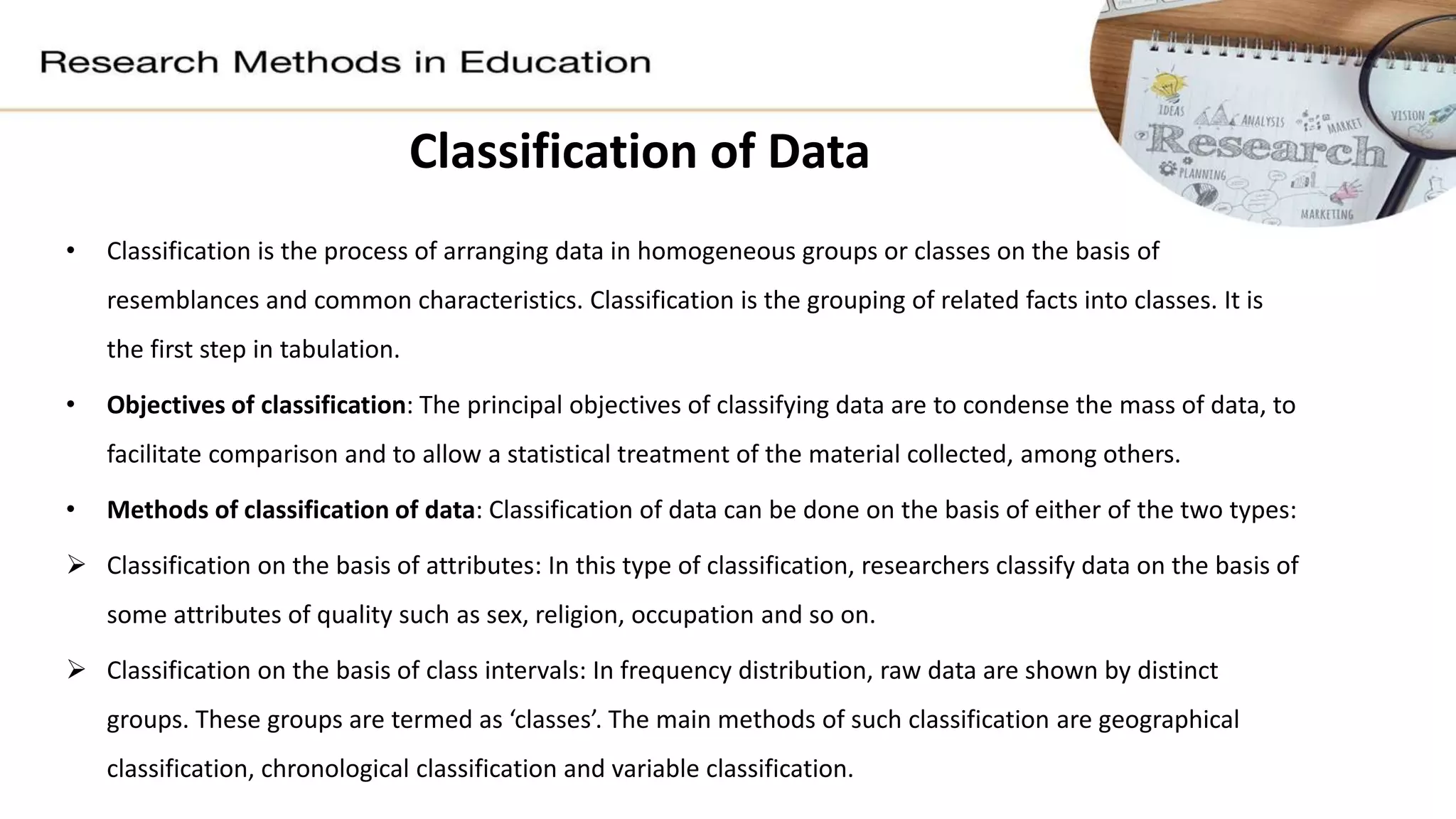 Chapter 11 Data Analysis Classification and Tabulation | PPTX | Science