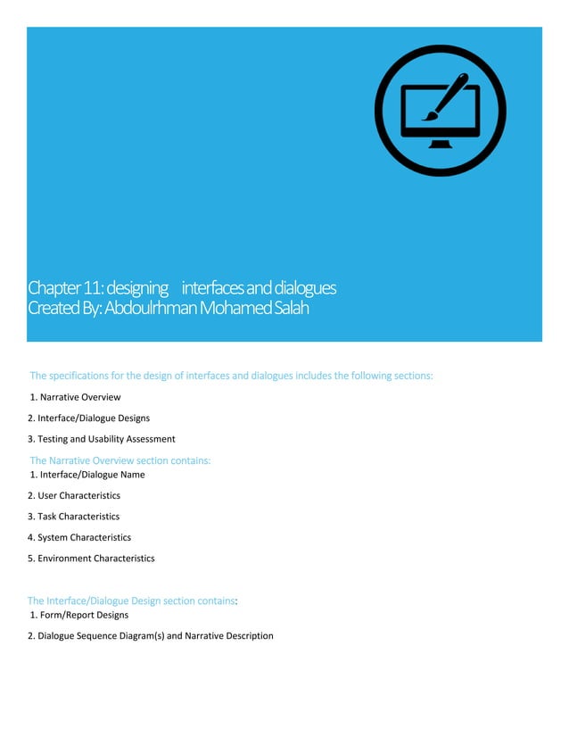 Chapter 11 designing interfaces and dialogues | PDF
