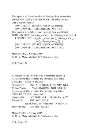 Chapter 11How create a database and its tables with SQL stat | DOCX | Databases | Computer ...