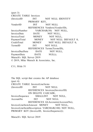 Chapter 11How create a database and its tables with SQL stat | DOCX | Databases | Computer ...