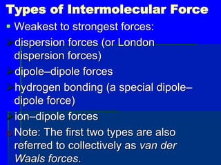 Chapter 11 liquids and intermolecular forces Powerpoint | PPT