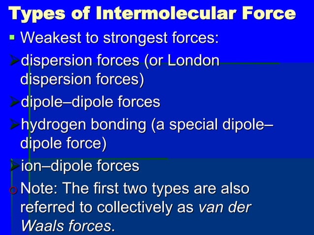 Chapter 11 liquids and intermolecular forces Powerpoint | PPT