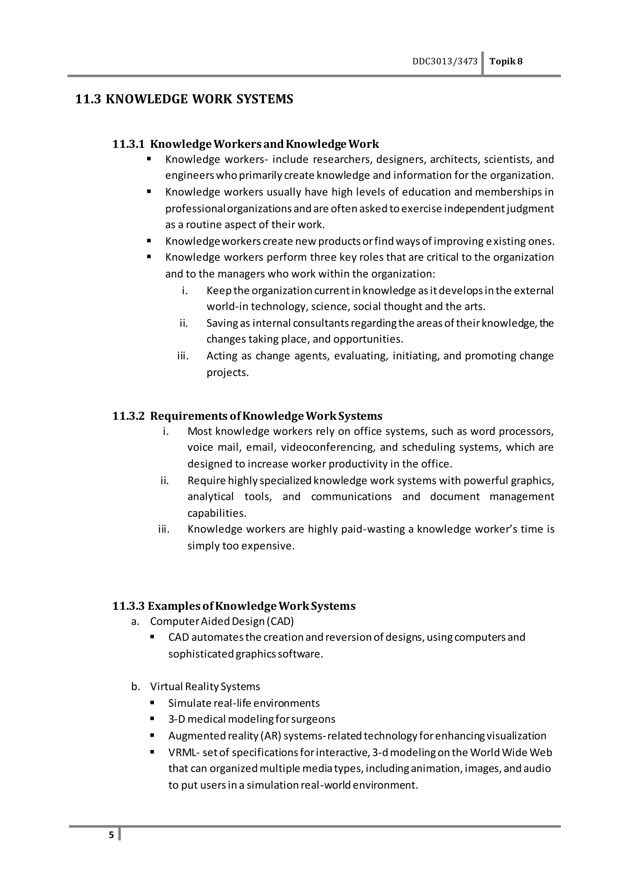 Chapter 11 managing knowledge MIS | DOCX