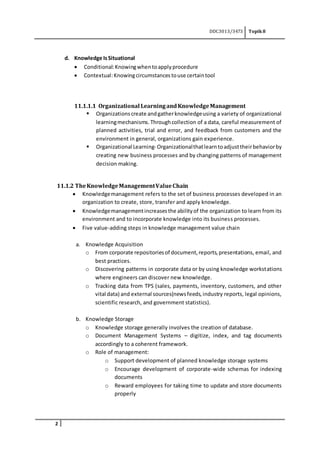 Chapter 11 managing knowledge MIS | DOCX