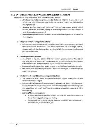 Chapter 11 managing knowledge MIS | DOCX