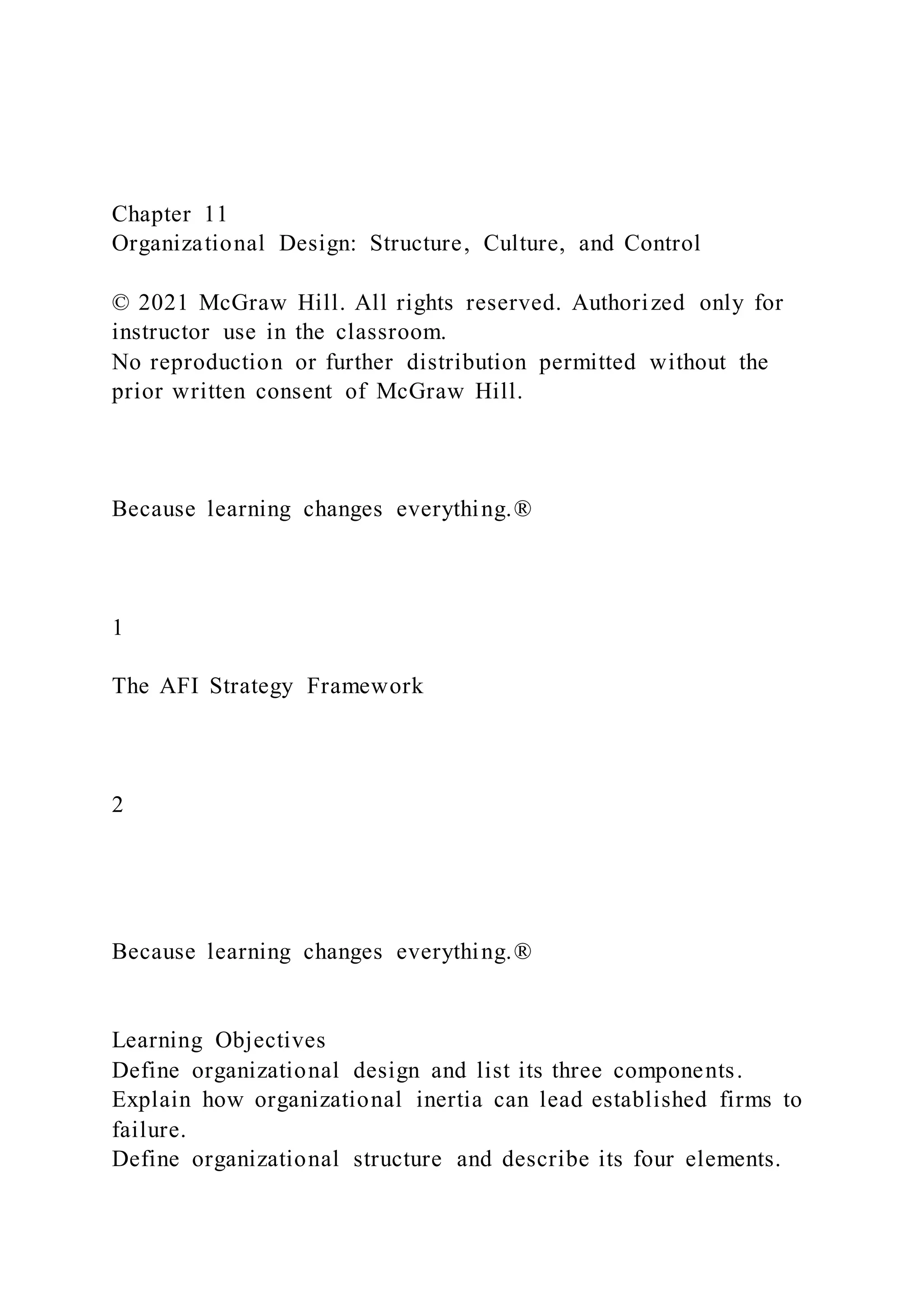 Chapter 11Organizational Design Structure, Culture, and Contr | DOCX