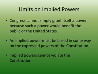 Implied Powers Of Congress