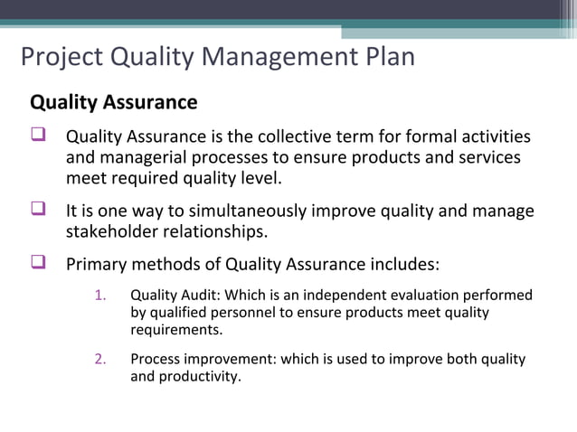 Project Quality Planning and KickOff | PPT