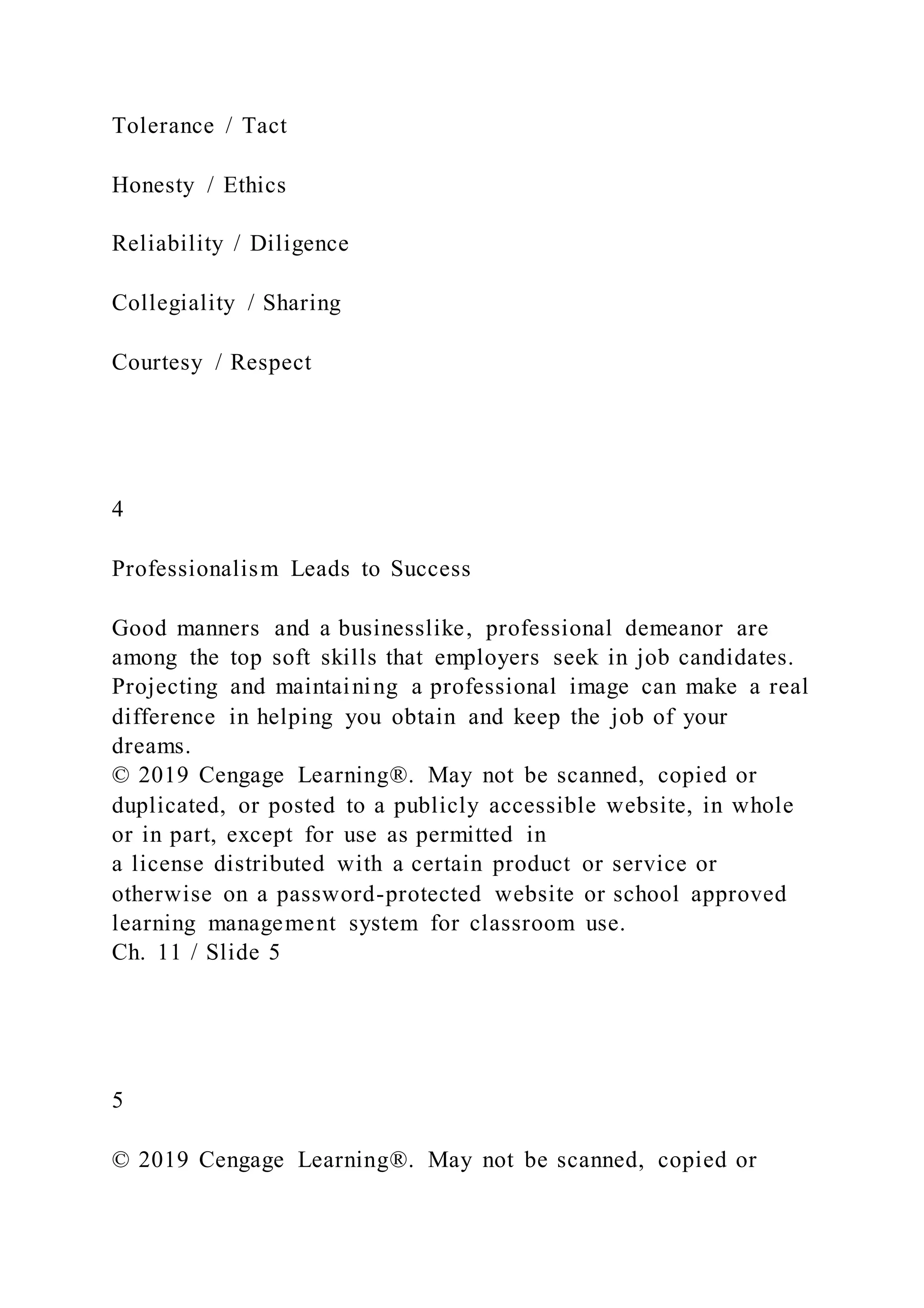 Chapter 11 Professionalism at work Business etiquette, Ethics, | DOCX