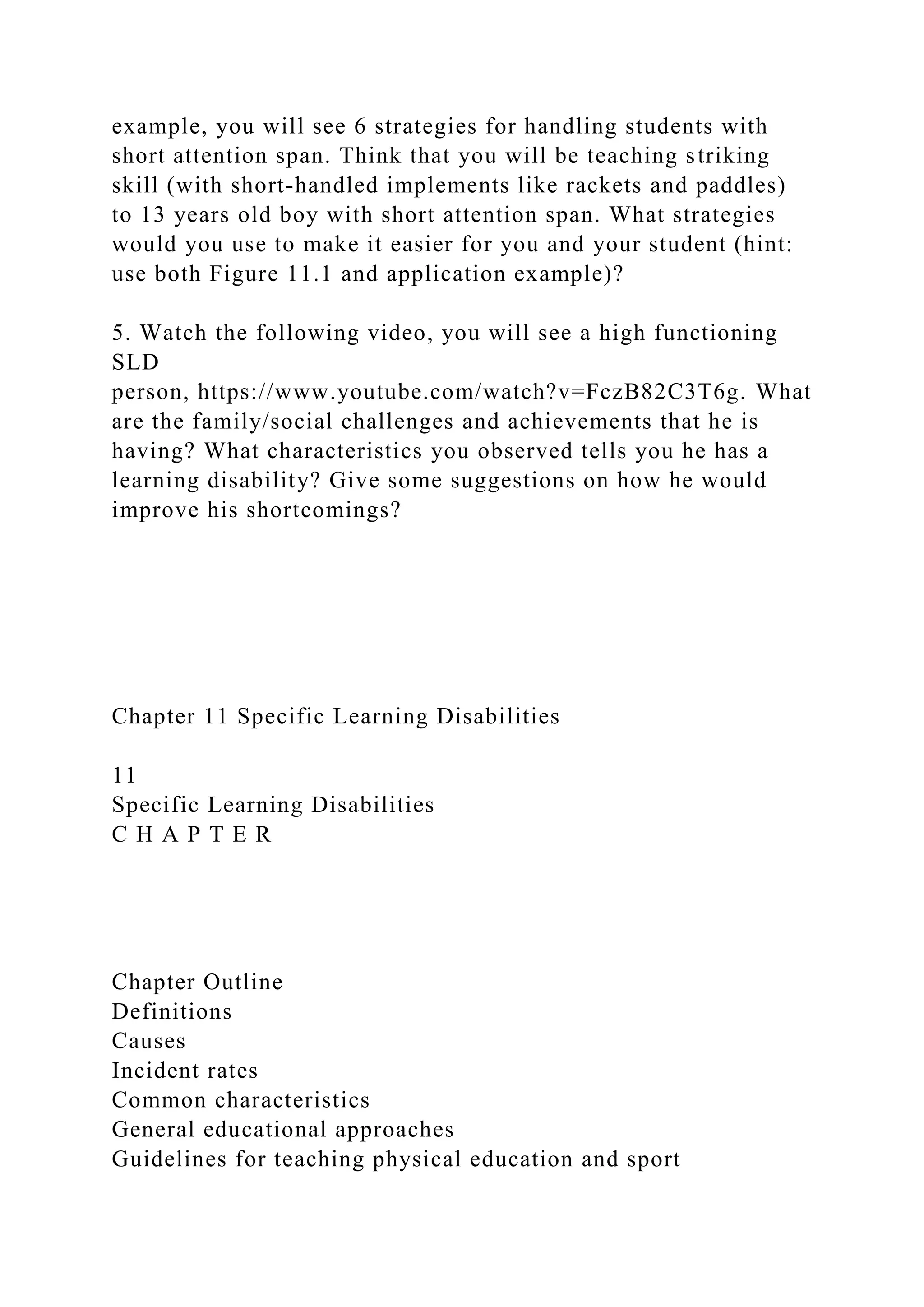 Chapter 11 Specific Learning Disabilities Worksheet 1Chapter .docx